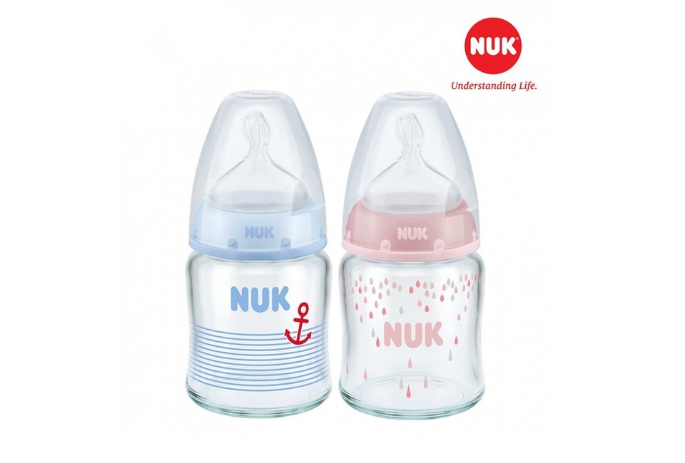 Bình Sữa Thủy Tinh Nuk 120ml Và Núm Ti Silicone Nuk S1 Size M | Lixibox